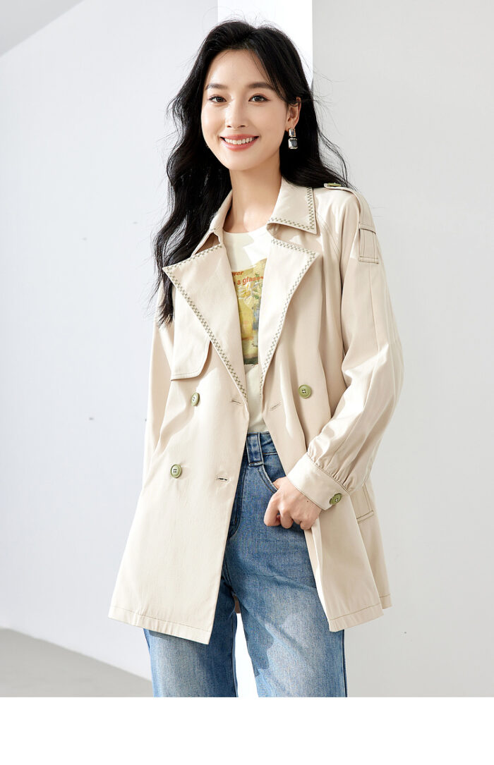 2024 Spring New Style British Style Flip Collar Windbreaker Coat ...